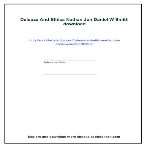 Deleuze And Ethics Nathan Jun Daniel W Smith | PDF