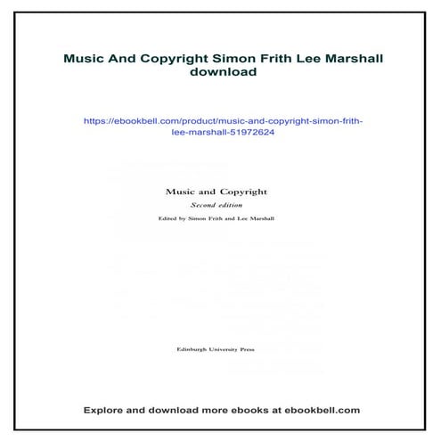Music And Copyright Simon Frith Lee Marshall | PDF