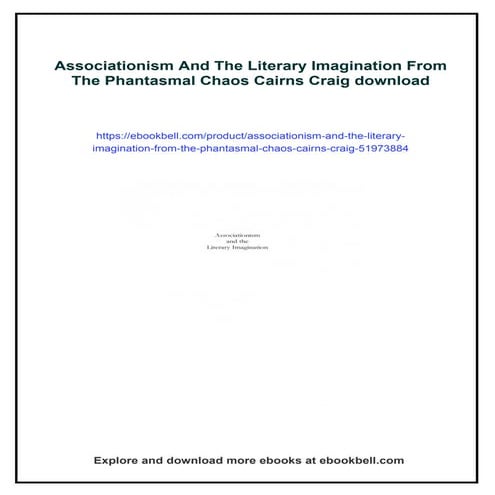 Associationism And The Literary Imagination From The Phantasmal Chaos ...