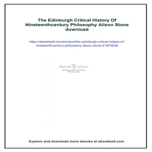 The Edinburgh Critical History Of Nineteenthcentury Philosophy Alison ...