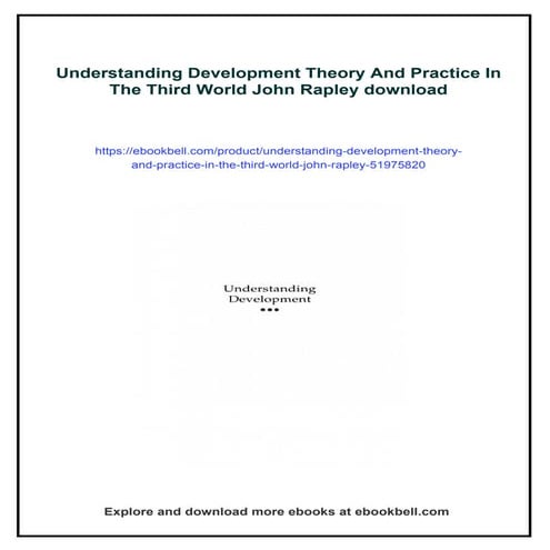 Understanding Development Theory And Practice In The Third World John Rapley | PDF