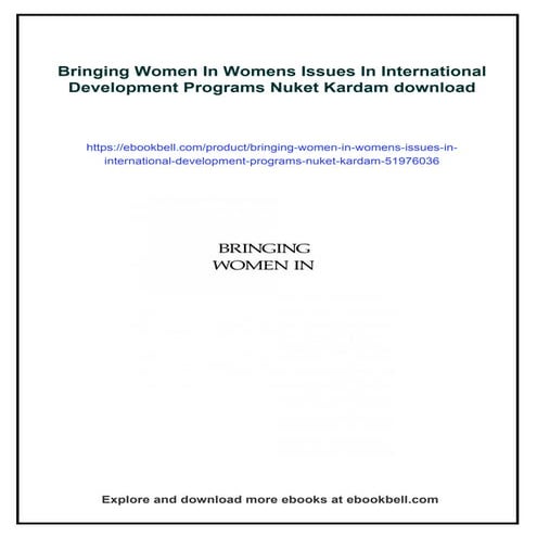 Bringing Women In Womens Issues In International Development Programs ...