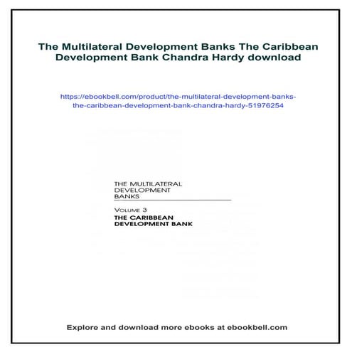 The Multilateral Development Banks The Caribbean Development Bank ...