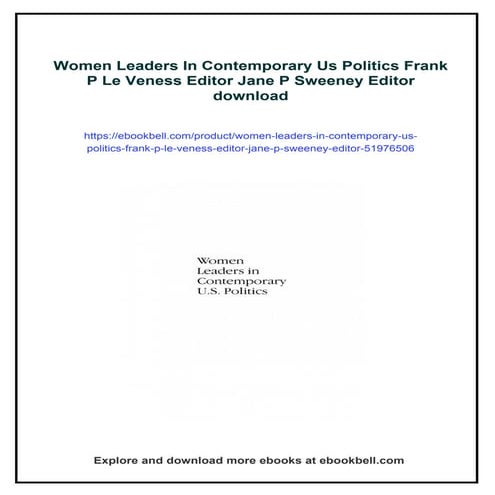 Women Leaders In Contemporary Us Politics Frank P Le Veness Editor Jane ...