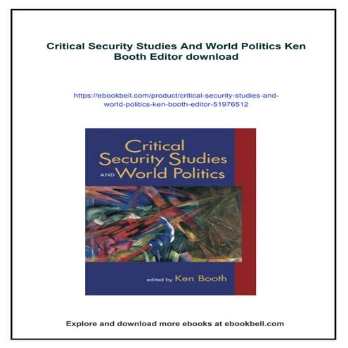 Critical Security Studies And World Politics Ken Booth Editor | PDF