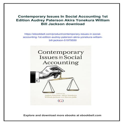Contemporary Issues In Social Accounting 1st Edition Audrey Paterson ...