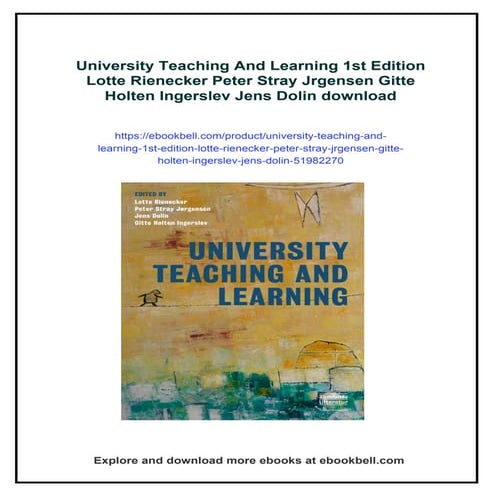 University Teaching And Learning 1st Edition Lotte Rienecker Peter ...
