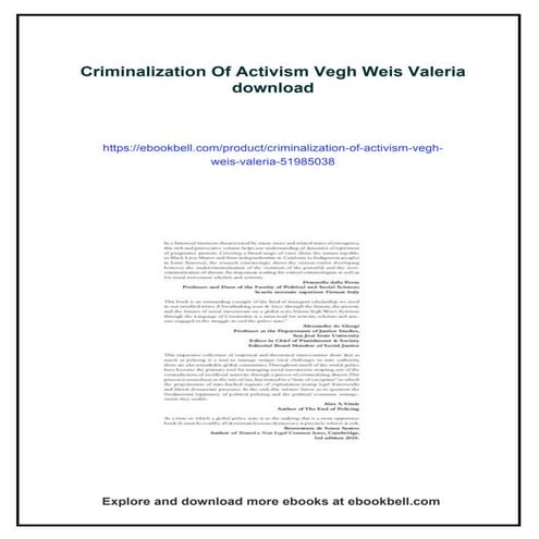 Criminalization Of Activism Vegh Weis Valeria | PDF
