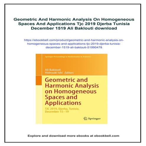 Geometric And Harmonic Analysis On Homogeneous Spaces And Applications Tjc 2019 Djerba Tunisia ...