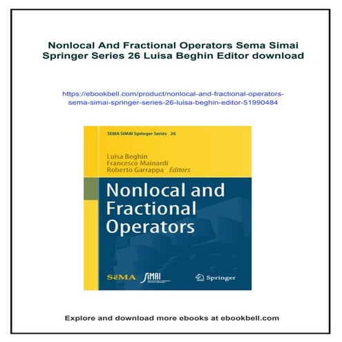 Nonlocal And Fractional Operators Sema Simai Springer Series 26 Luisa Beghin Editor | PDF