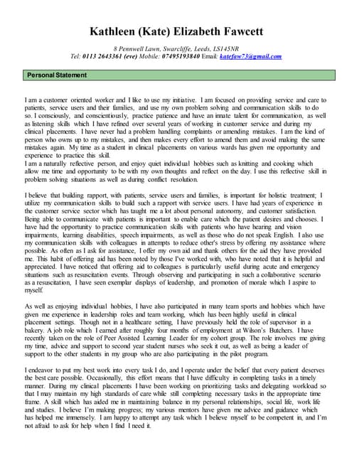 Optometry personal statement