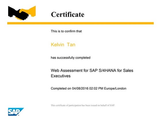 SAP ERP Certificate | PPT