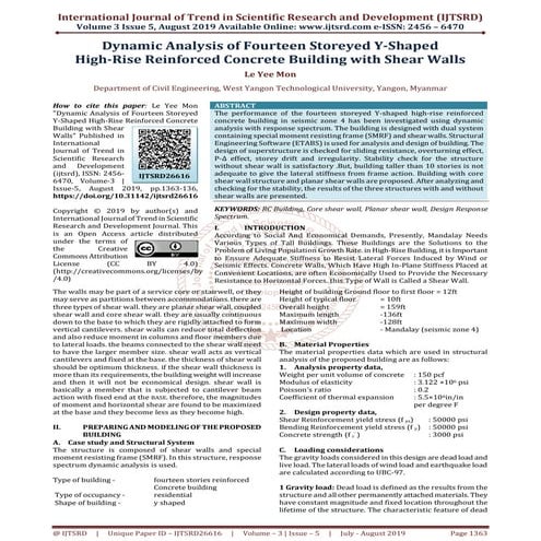 Dynamic Analysis of Fourteen Storeyed Y Shaped High Rise Reinforced ...