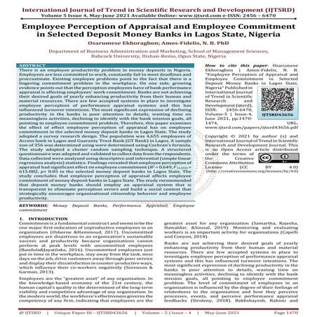 Employee Perception of Appraisal and Employee Commitment in Selected ...