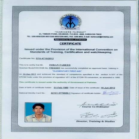 First Aid Certificate | PDF