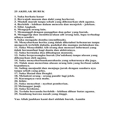 25 akhlak buruk | PDF