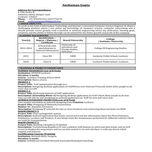 Anshuman Gupta_resume 2016N1 | PDF
