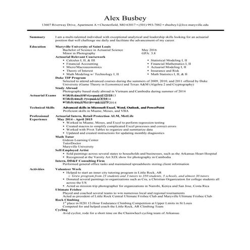 Alex Busbey Resume | PDF