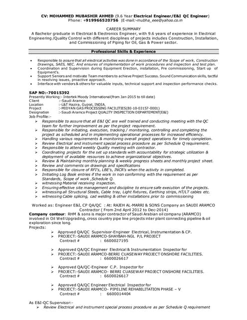 Electrical QA QC Engineer | DOC | Civil Engineering Industry | Industries