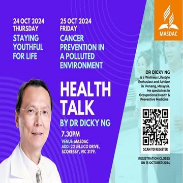 25OCT2024 - Health Talk: Cancer Prevention A Polluted Environment by Dr ...