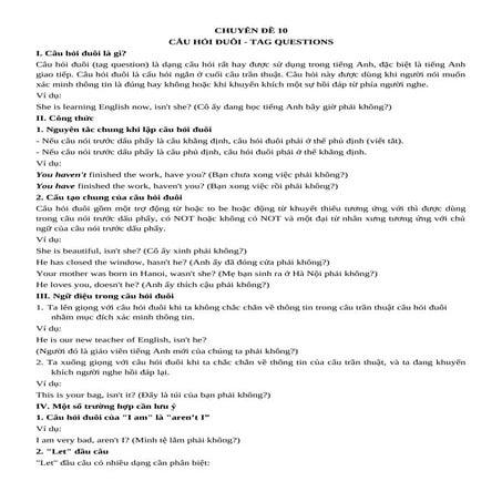 25 chủ đề ngữ pháp ôn thi THPTQG Trang Anh Chuyên đề 10 - TAG QUESTIONS.pdf