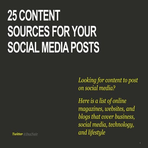 25 content sources for social media posts | PPT