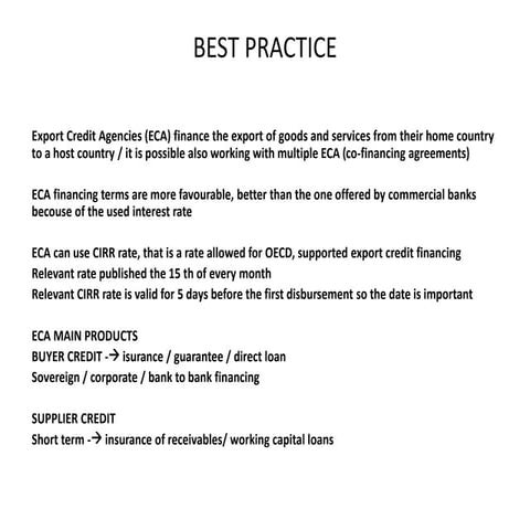 BEST PRACTICE ECA AND PROJECT FINANCE fra | PPTX