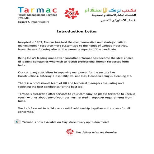Tarmac Introduction Letter 005 | PDF