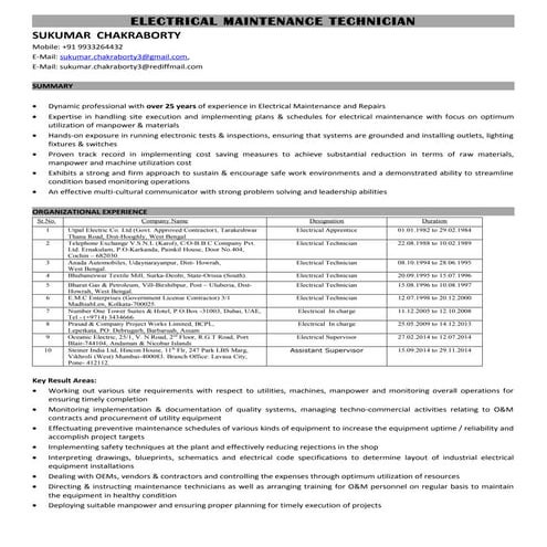CV of Sukumar Chakraborty | PDF