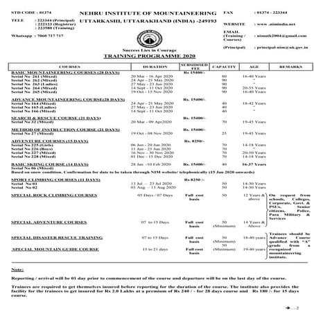 NEHRU INSTITUTE OF MOUNTAINEERING UTTARKASHI, UTTARAKHAND (INDIA) | PDF