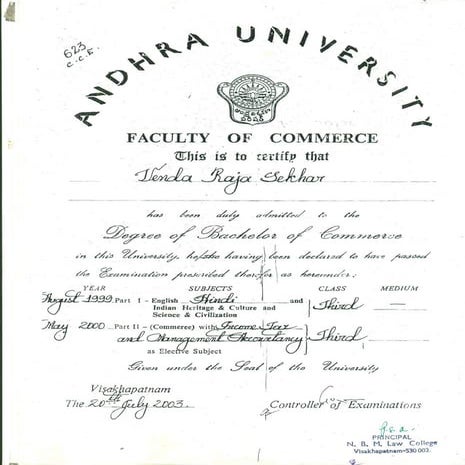 RAJASEKHAR BCOM CONVOCATION | PDF