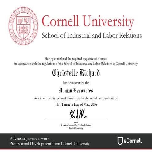 Human Resources Certificate | PPT