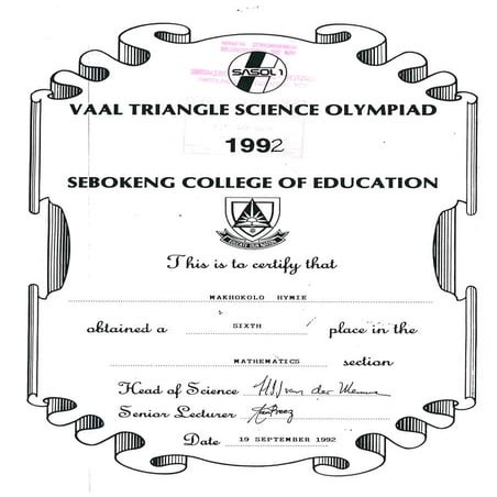 Maths Olympiad Certificate | PDF