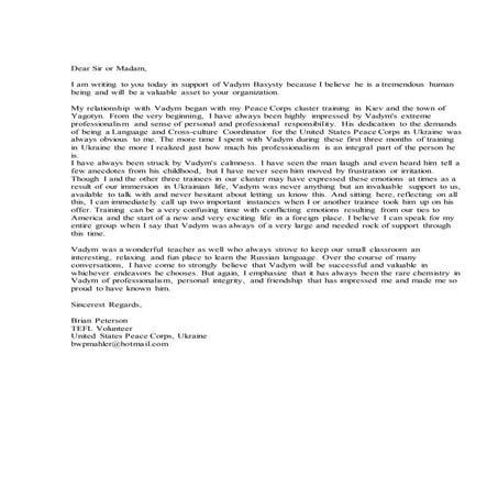 OSCE recomendation letter | DOCX
