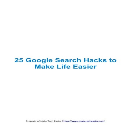 25 google search hacks | PDF | Search | Internet