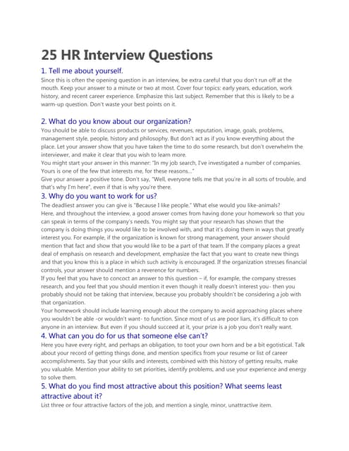 50 common interview questions and answers | DOC | Resume Writing and ...