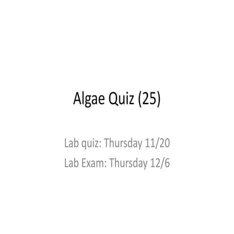 25 lab algae quiz (25) [11 20-13] | PPTX | Biological Sciences | Science