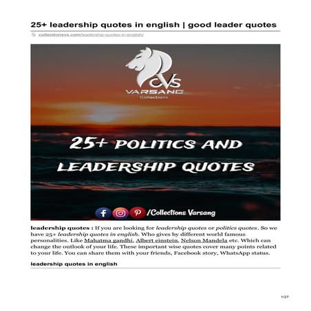 25 leadership quotes in english good leader quotes | PDF