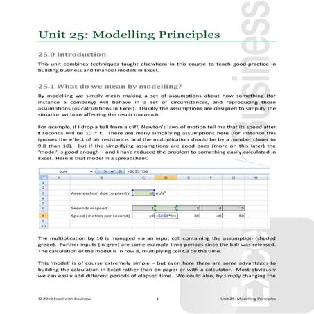 Modelling principles in excel | PDF