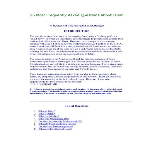 25 most frequently asked questions about islam | PDF