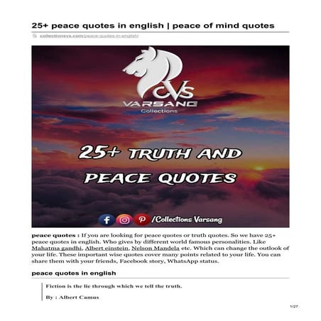 25 peace quotes in english peace of mind quotes | PDF