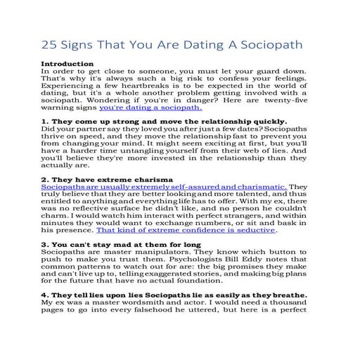 25 signs that you are dating a sociopath | PDF