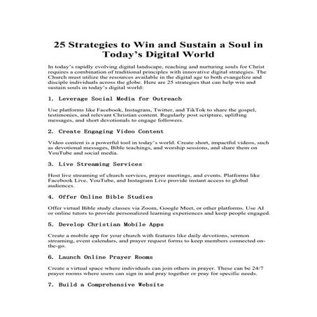 25 Strategies to Win and Sustain a Soul in Today’s Digital World | PDF