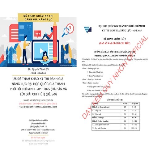 25 ĐỀ THAM KHẢO KỲ THI ĐÁNH GIÁ NĂNG LỰC ĐẠI HỌC QUỐC GIA THÀNH PHỐ HỒ CHÍ MINH - APT 2025 (ĐÁP ...