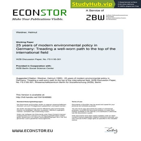 25 Years Of Modern Environmental Policy In Germany Treading A Well-Worn ...