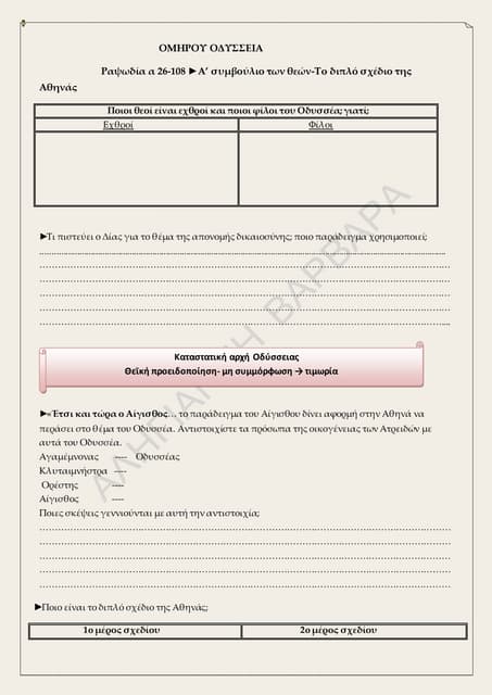 Σημειώσεις στην Οδύσσεια, ραψωδία α | PDF