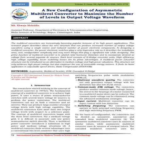 A New Configuration Of Asymmetric Multilevel Converter To Maximize The Number Of Levels In