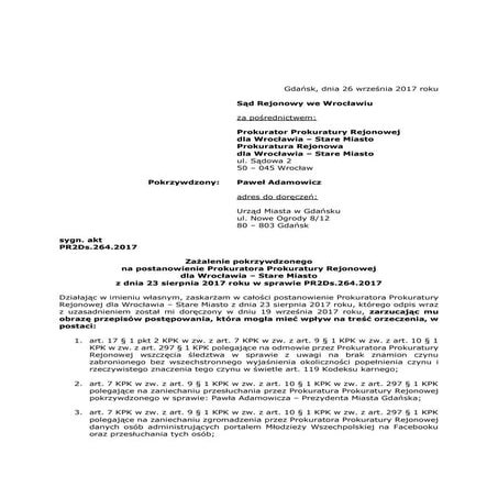 Zażalenie na polityczny akt zgonu | PDF | Crime & Harmful Acts to Individuals, Society & Human ...