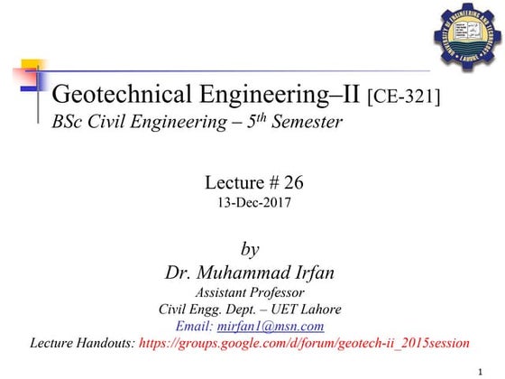 Geotechnical Engineering-II [Lec #7A: Boussinesq Method] | PPT