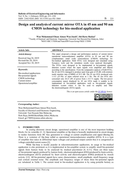 DESIGN AND IMPLEMENTATION OF CURRENT MIRROR SYMMETRICAL OPERATIONAL ...